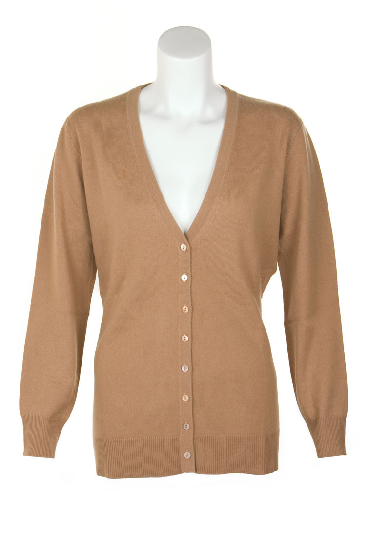 Ladies Cashmere V‑Neck Cardigan - Knitwear - Women - Products | CLAN